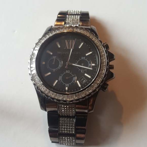 Michael Kors | Accessories | Mk Everest Glitz Gunmetal Chronograph ...